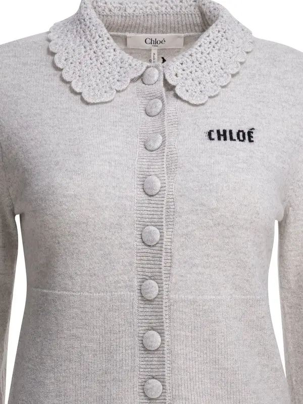 Chloé Wool Cardigan With Embroidered Logo