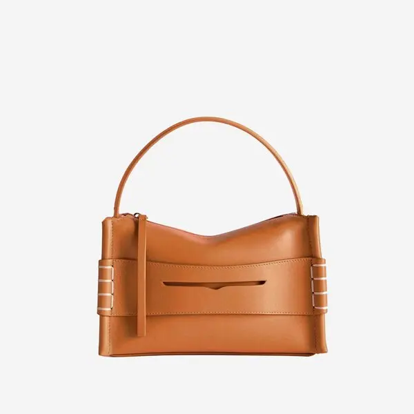JW Anderson Leather Loafer Bag With Embossed Logo - Marrone