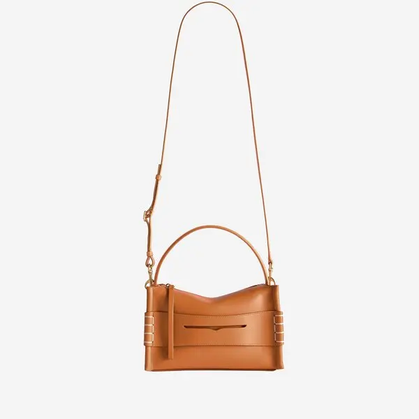 JW Anderson Leather Loafer Bag With Embossed Logo - Marrone