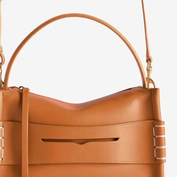 JW Anderson Leather Loafer Bag With Embossed Logo - Marrone
