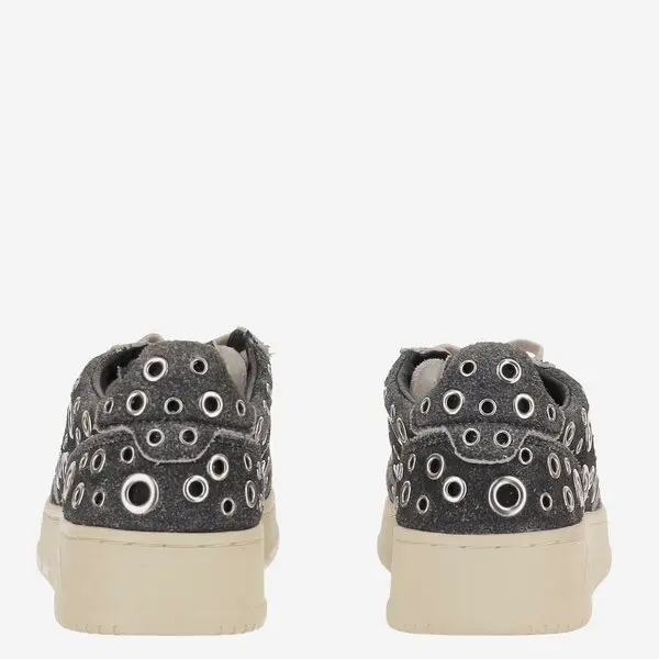 AUTRY Suede Sneakers With Metal Eyelet Decoration - Black