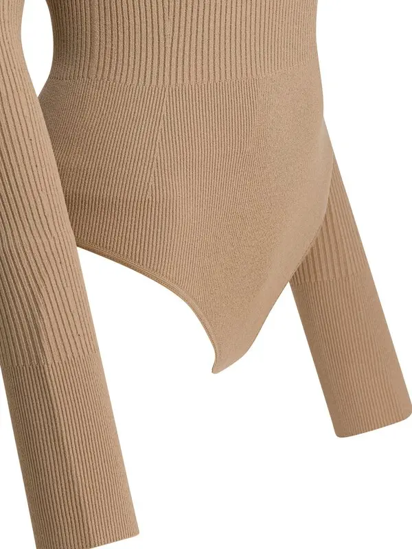Alaïa Off-shoulder Bodysuit - Beige