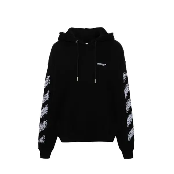 Off-White Pixel Diag Skate Hooded Sweatshirt - Black
