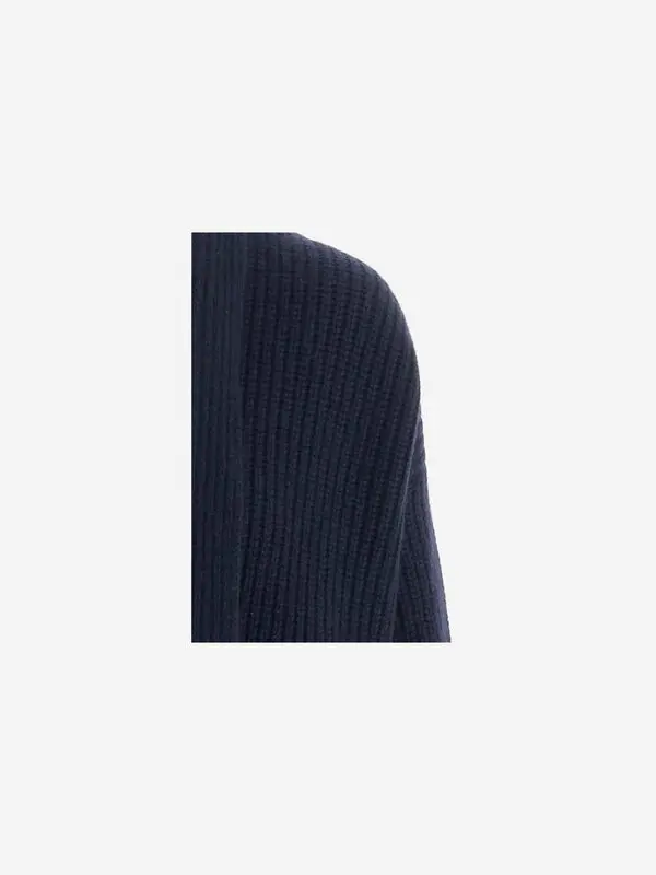 Bruno Manetti Cashmere Ribbed Knit Cardigan - Blue