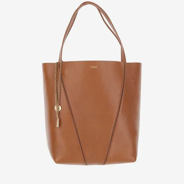 Chloé Spin Leather Tote Bag - Brown