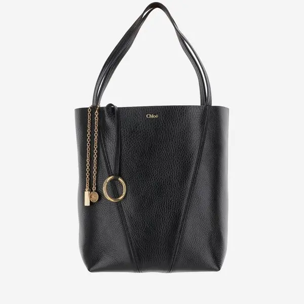 Chloé Spin Tote Bag In Leather - Black