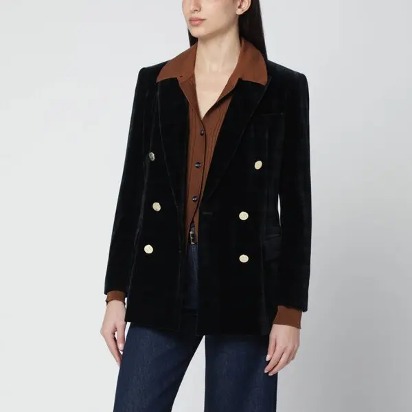 V ITO VI Double-breasted Velvet Jacket