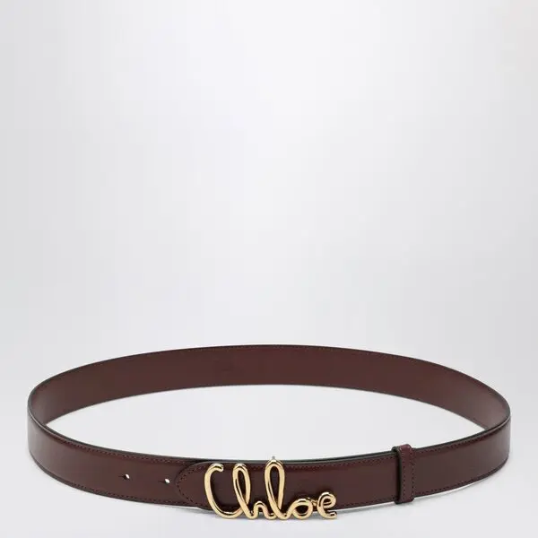 Chloé Leather Belt With Logo Buckle - Brown