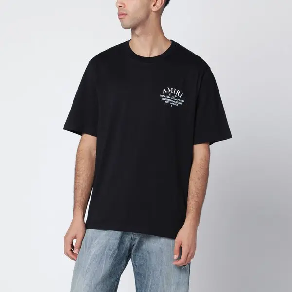 Amiri Cotton T Shirt With Logo Print - Black