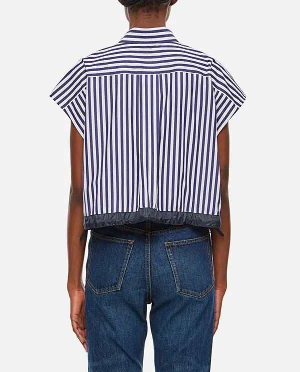 Sacai Striped Cropped Poplin Shirt - Multicolor