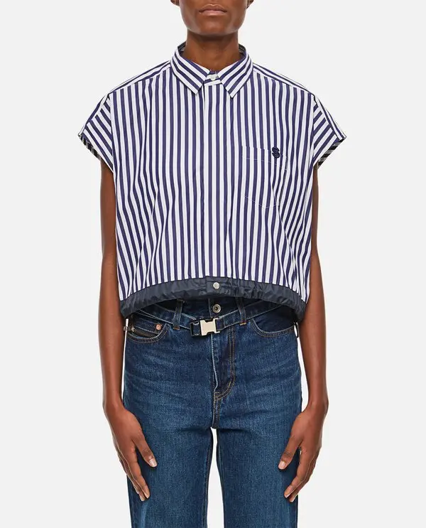 Sacai Striped Cropped Poplin Shirt