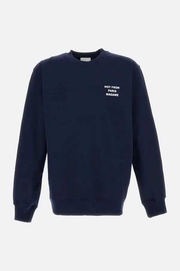 Drole De Monsieur Slogan Crewneck Sweatshirt - Blue