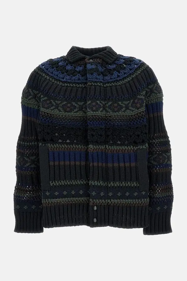 Sacai Knitted Jacquard Jacket - Multicolor