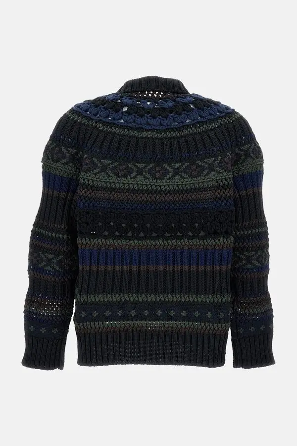 Sacai Knitted Jacquard Jacket - Multicolor