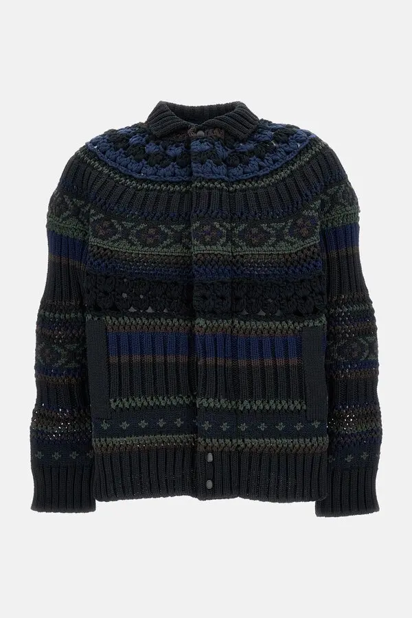 Sacai Knitted Jacquard Jacket - Multicolor