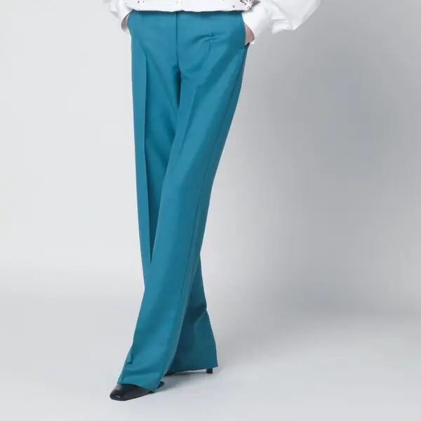 Max Mara Wool And Silk-blend Trousers - Light Blue