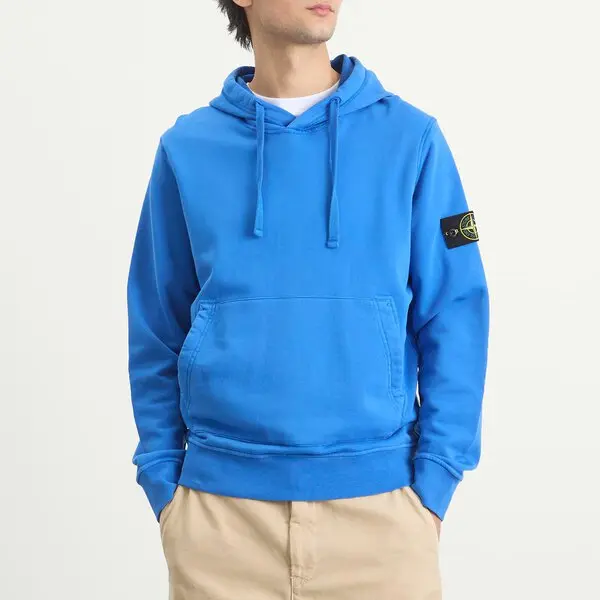 Stone Island Garment-dyed Hoodie - Bright Blue