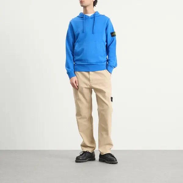 Stone Island Garment-dyed Hoodie - Bright Blue