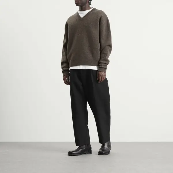 Studio Nicholson Loch Cashmere Wool V-neck Jumper - Mouse