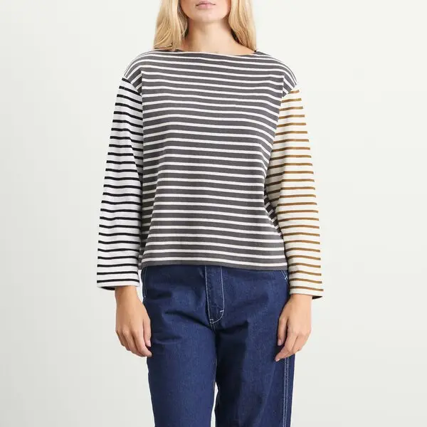BEAMS Elbow Patch Basque Long Sleeve T-shirt