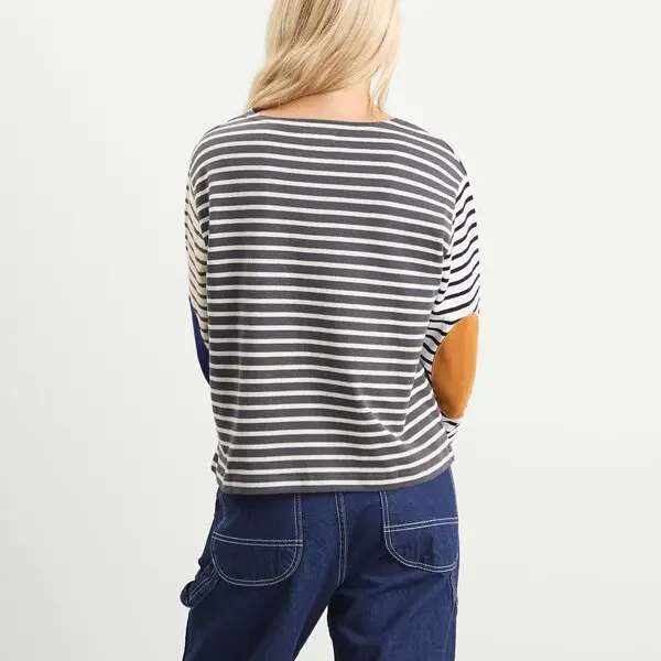 BEAMS Elbow Patch Basque Long Sleeve T-shirt