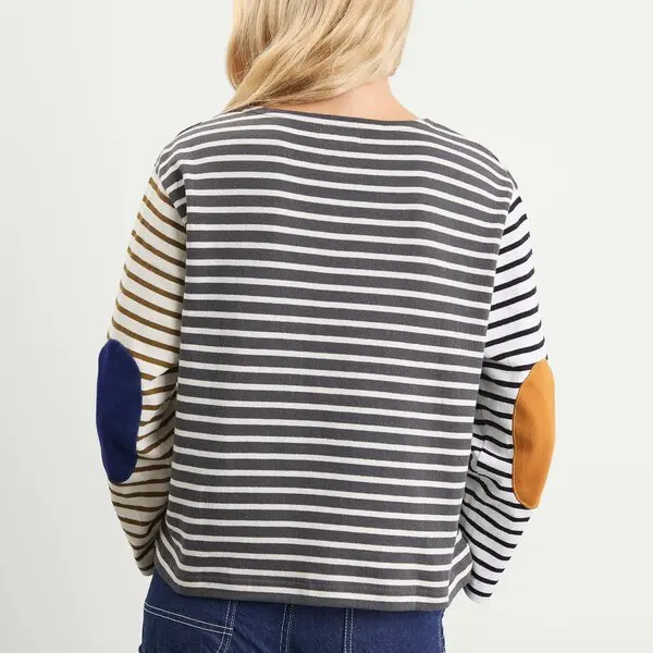 BEAMS Elbow Patch Basque Long Sleeve T-shirt