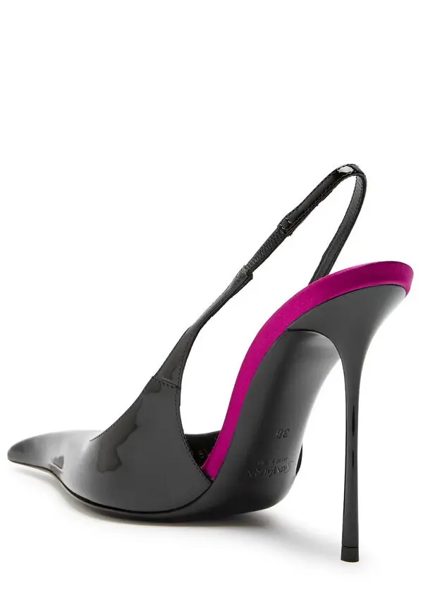 Saint Laurent Amalia 110 Patent Leather Slingback Pumps - Black