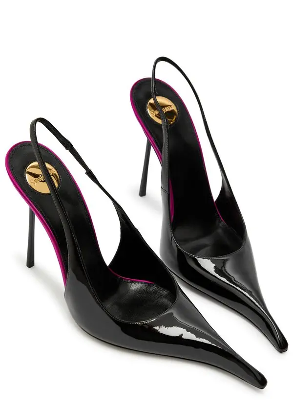 Saint Laurent Amalia 110 Patent Leather Slingback Pumps - Black