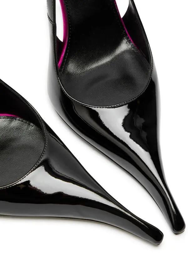 Saint Laurent Amalia 110 Patent Leather Slingback Pumps - Black