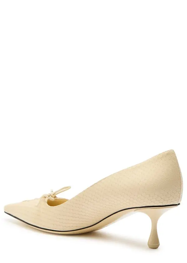 JIMMY CHOO Scarlett 50 Crocodile-effect Leather Pumps - Ivory