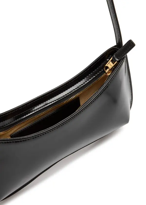 Jacquemus Le Bisou Glossed Leather Shoulder Bag - Black
