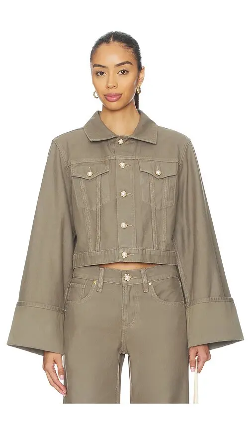 Hudson Jeans Cropped Jacket With Faux Pearl Buttons