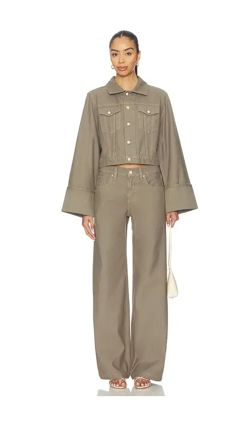 Hudson Jeans Cropped Jacket With Faux Pearl Buttons