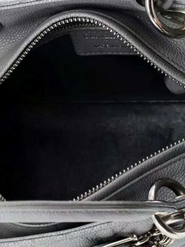 Dior Lady Medium Satchel Cannage Quilt Grained Calfskin - Grey