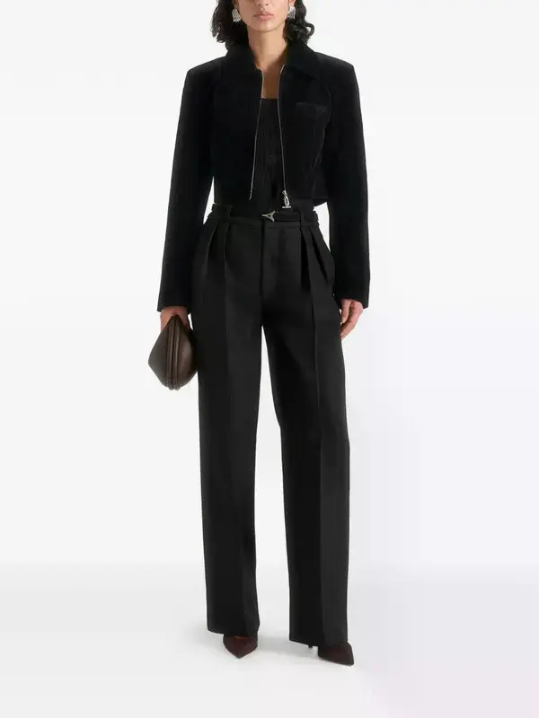Manière De Voir Adina Velvet Cropped Jacket With Silver Hardware - Black