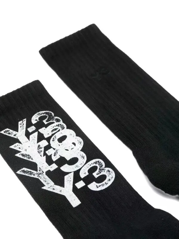 Y3 Crew Socks With Logo Detail