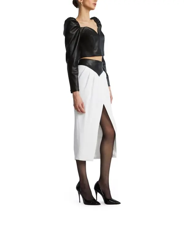 Bcbgmaxazria Puff Sleeve Leather Top