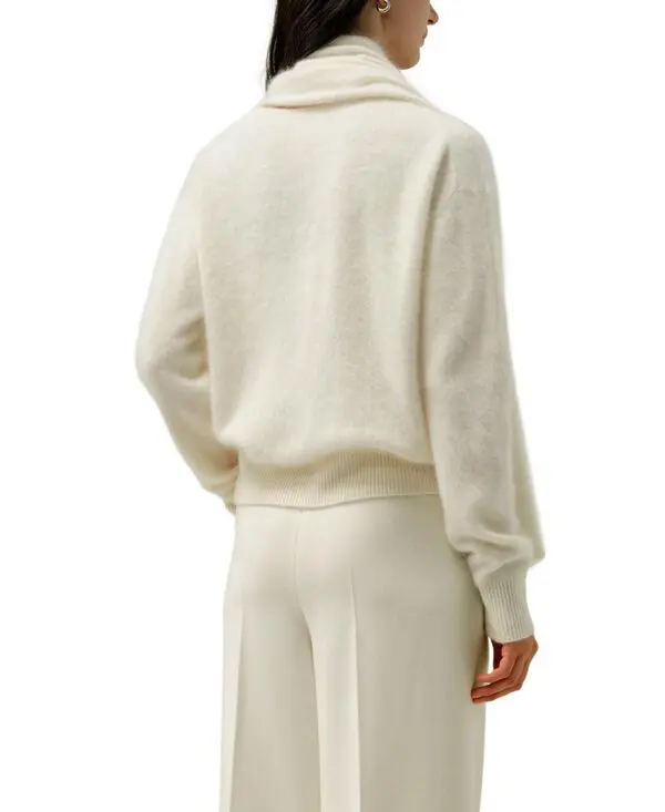 Lilysilk Draped Scarf Brushed Cashmere Sweater