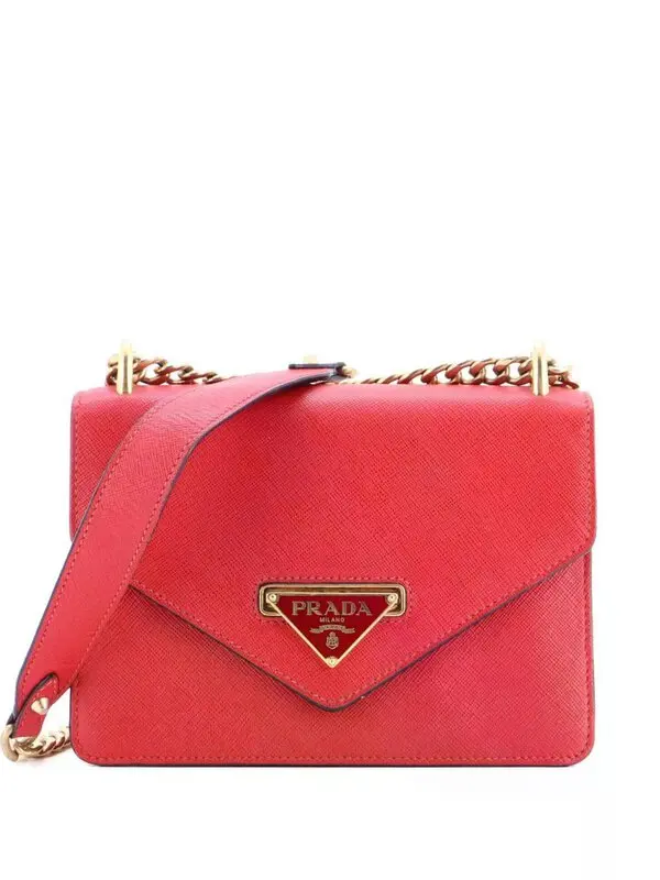 Prada Envelope Flap Chain Shoulder Bag Saffiano Leather Small Crossbody Bag
