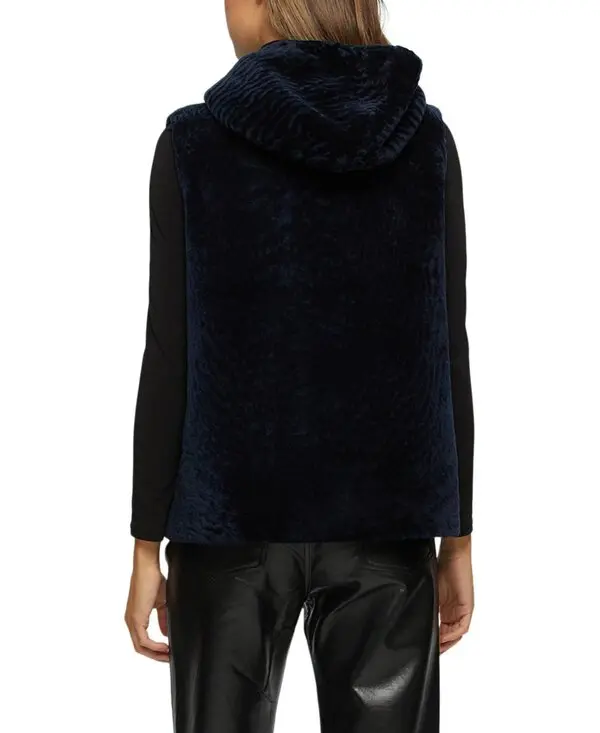 Gorski Shearling Lamb Zip Vest - Navy/black