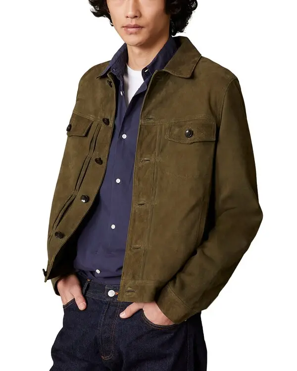 Officine Générale Liam Suede Jacket - Olive Original