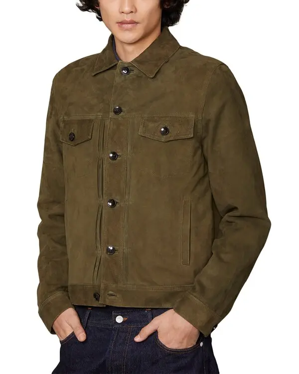 Officine Générale Liam Suede Jacket - Olive Original