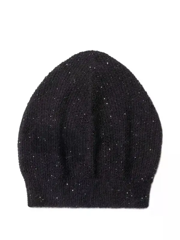 Fabiana Filippi Sequined Beanie Hat - Black
