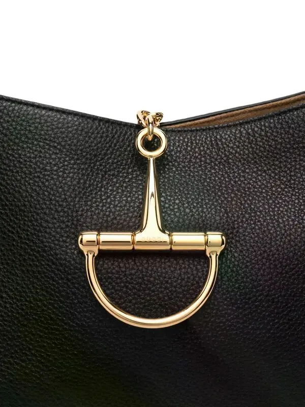 Gucci Horsebit Grained-leather Tote - Black