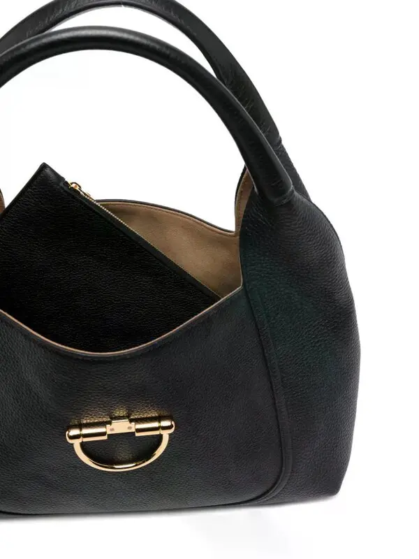 Gucci Horsebit Grained-leather Tote - Black