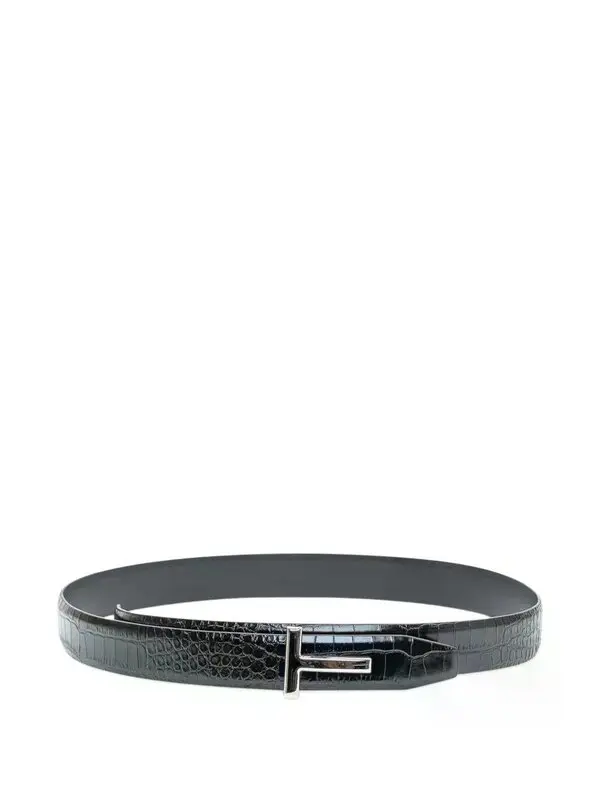 TOM FORD Croc-effect Belt - Black