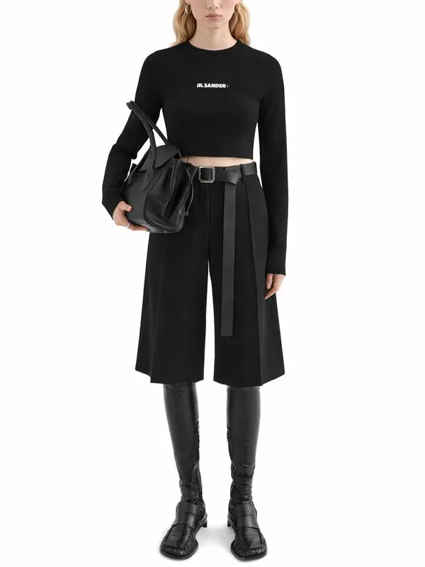 JIL SANDER Cropped Top With Logo - Black
