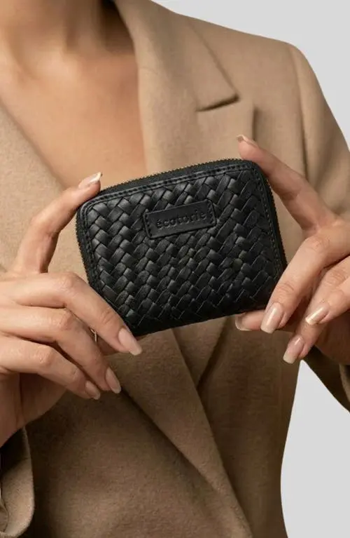 Écotorie Katy Woven Leather Wallet - Black