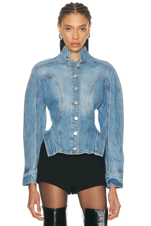 MUGLER Cinched Jacket - Medium Blue