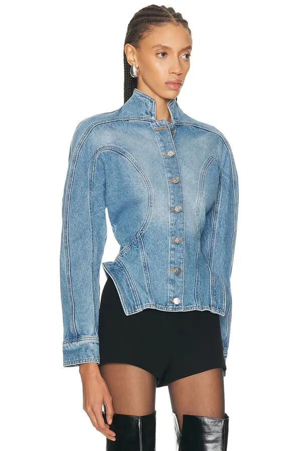 MUGLER Cinched Jacket - Medium Blue